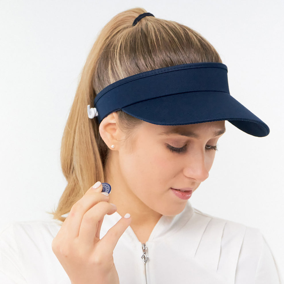 Telephone Wire Visor with Magnet & Ball Marker in Navy – GolfGarb